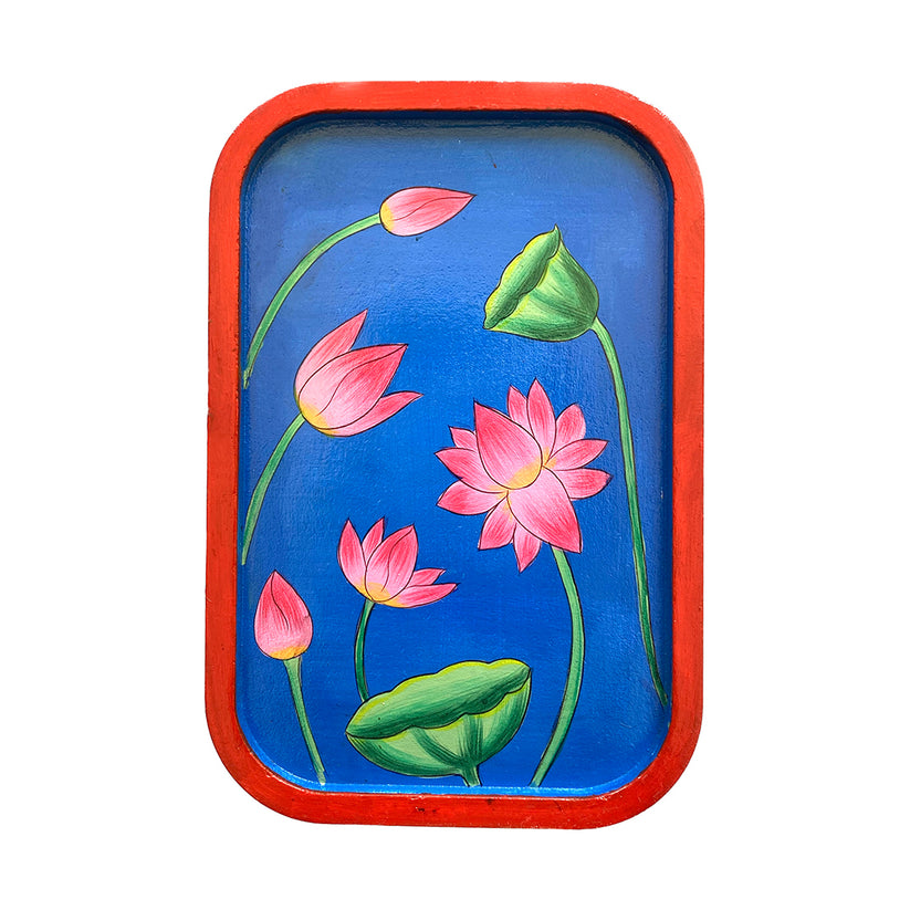 Handpainted Wall Plate-Rectangular-Lotus design – Sumaavi